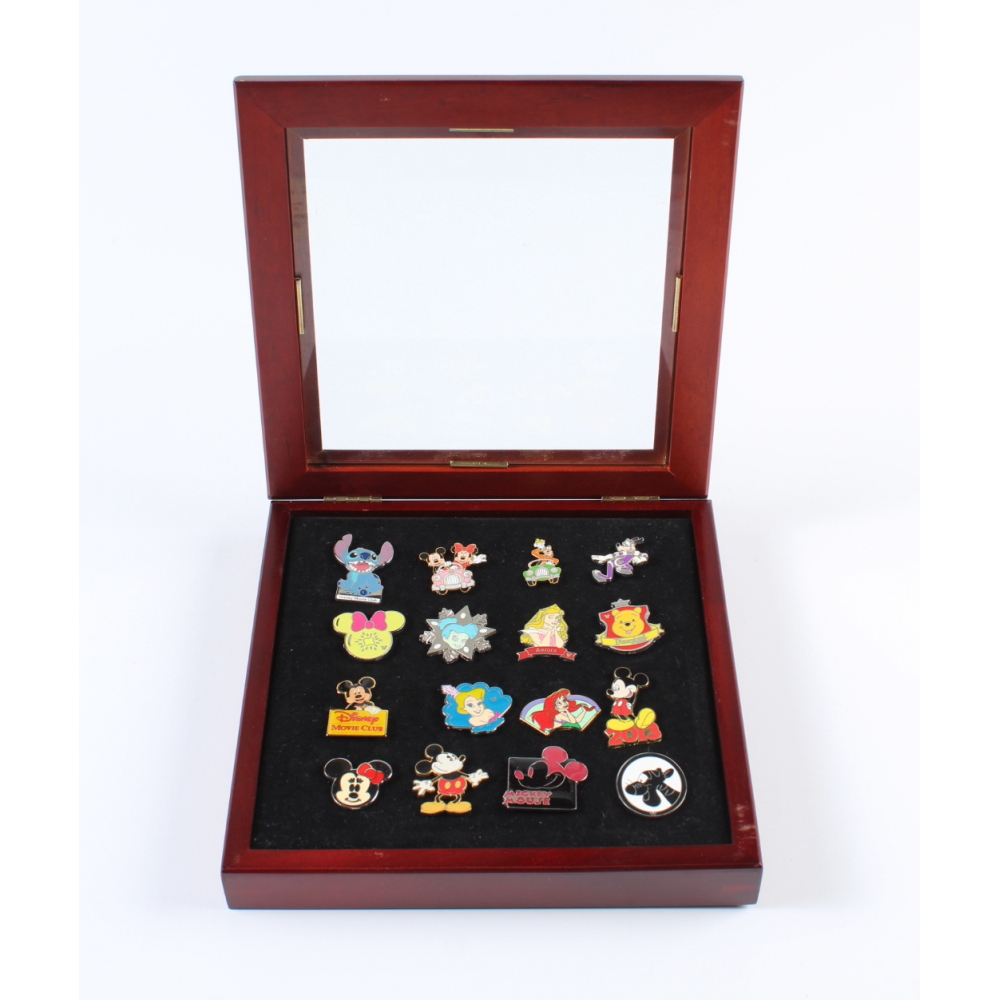Walt Disney Movie Club Collector's Pin Set of (16) Pins with Wooden ...
