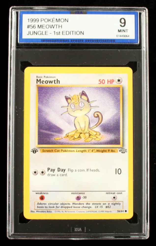 Meowth 1999 Pokemon Jungle 1st Edition #56 (ISA 9) | Pristine Auction