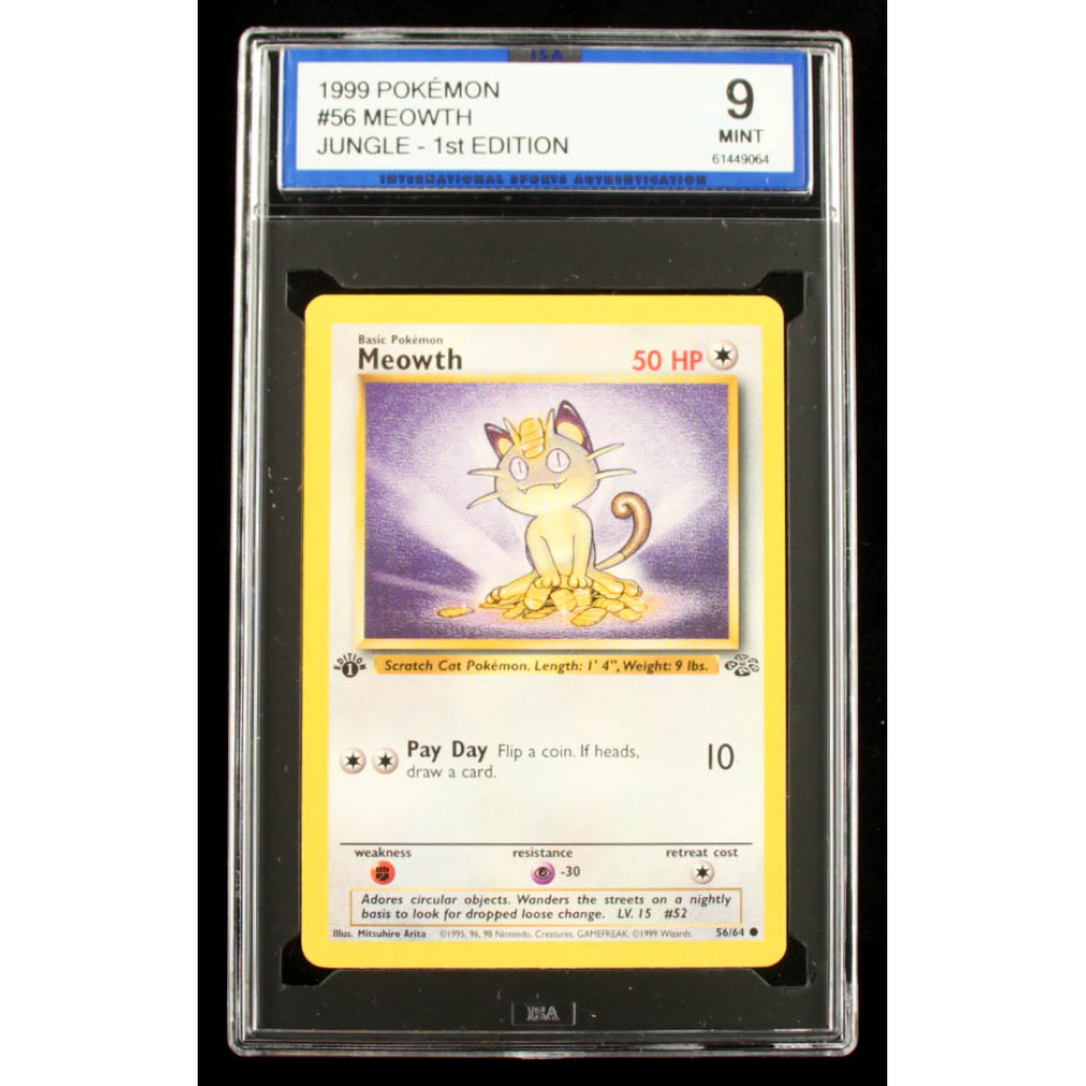 Meowth 1999 Pokemon Jungle 1st Edition #56 (ISA 9) | Pristine Auction