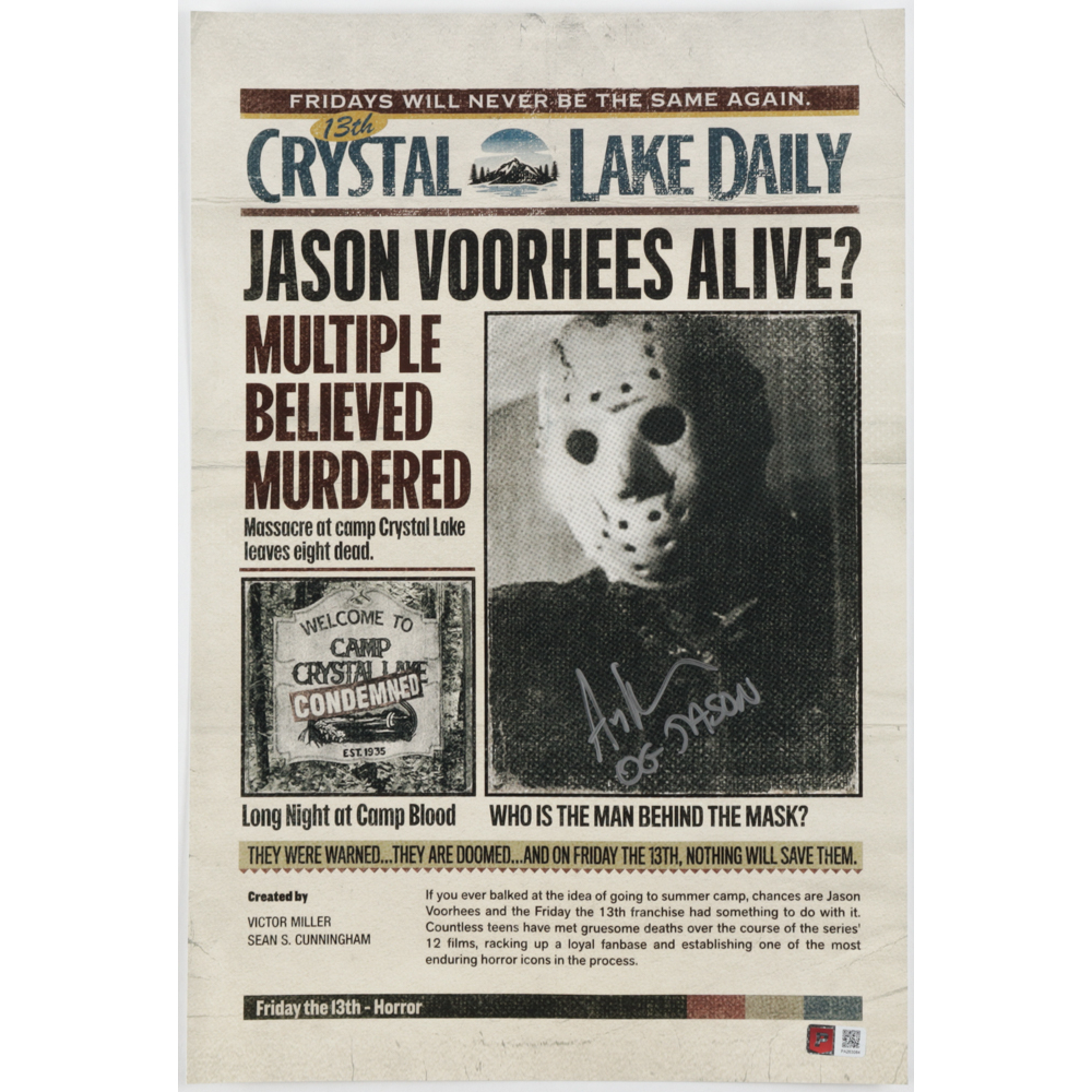 Ari Lehman Signed "Friday the 13th" 12x18 Photo Inscribed "OG Jason ...