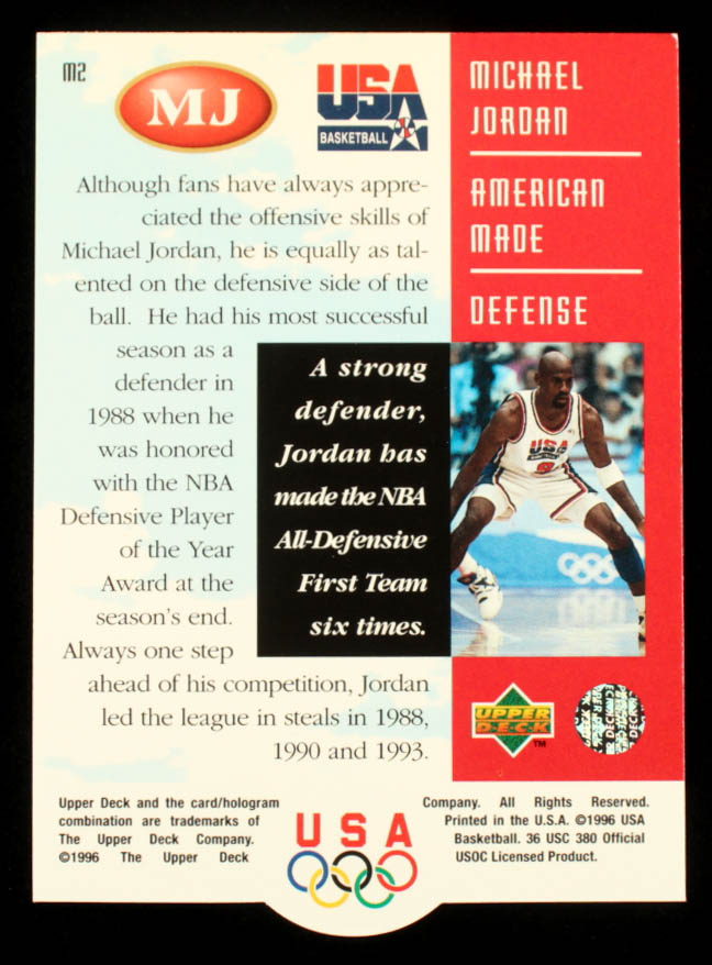Michael Jordan 1996 Upper Deck USA Michael Jordan American Made #M2 ...