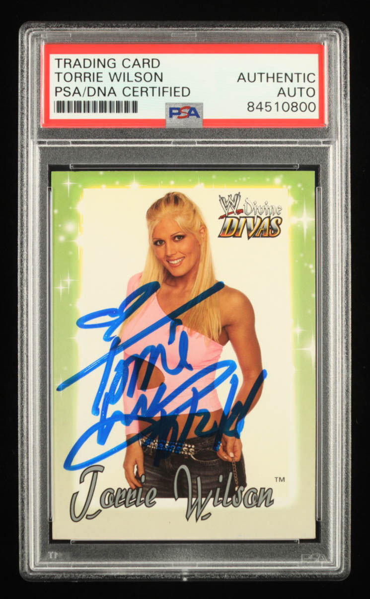 Torrie Wilson Signed 2003 Fleer WWE Divine Divas #22 Inscribed "10/2/4 ...
