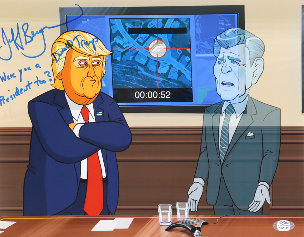 Jeff Bergman Signed "Our Cartoon President" 11x14 Photo Inscribed "Were ...