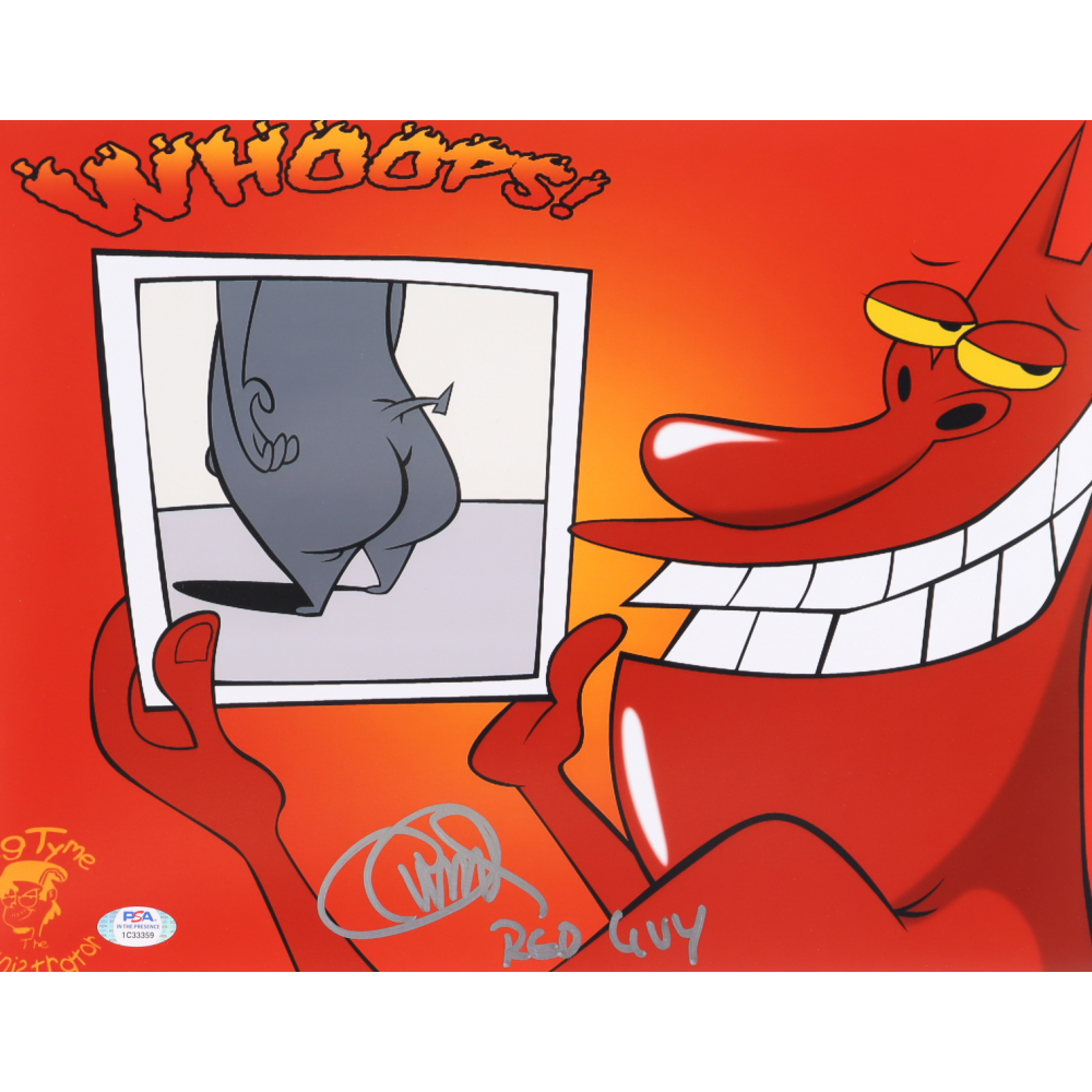 Charlie Adler Signed "Cow and Chicken" 11x14 Photo Inscribed "Red Guy ...