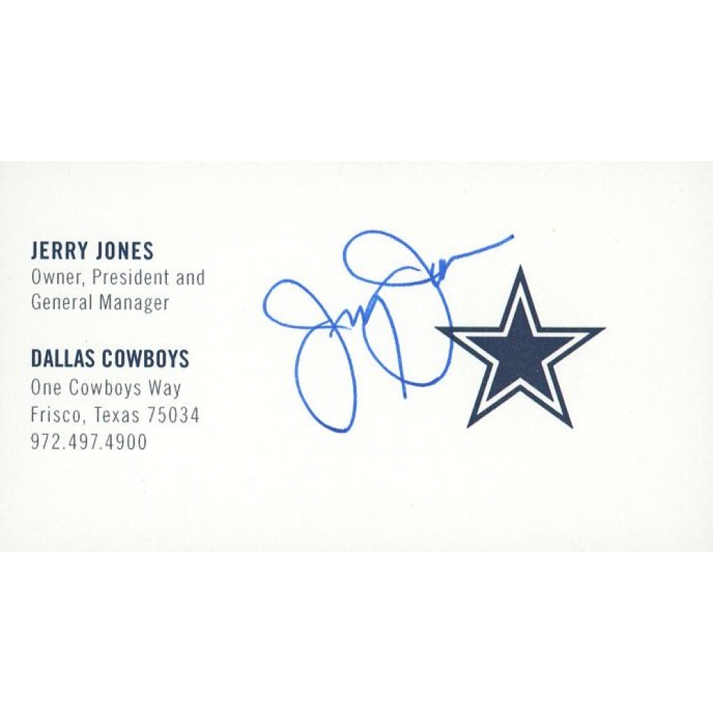 Jerry Jones Signed Cowboys Business Card (JSA) | Pristine Auction