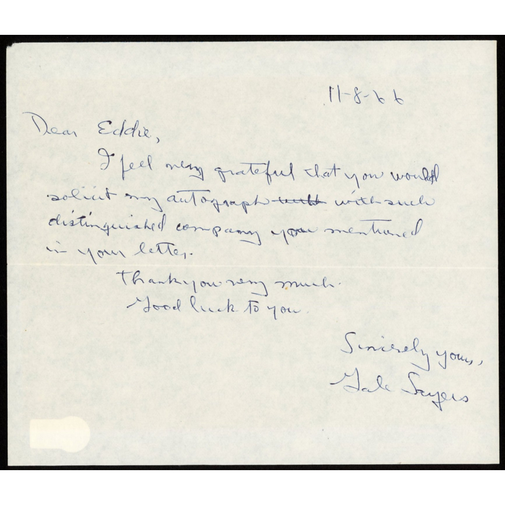 Gale Sayers Signed Hand-Written Letter (Beckett) | Pristine Auction