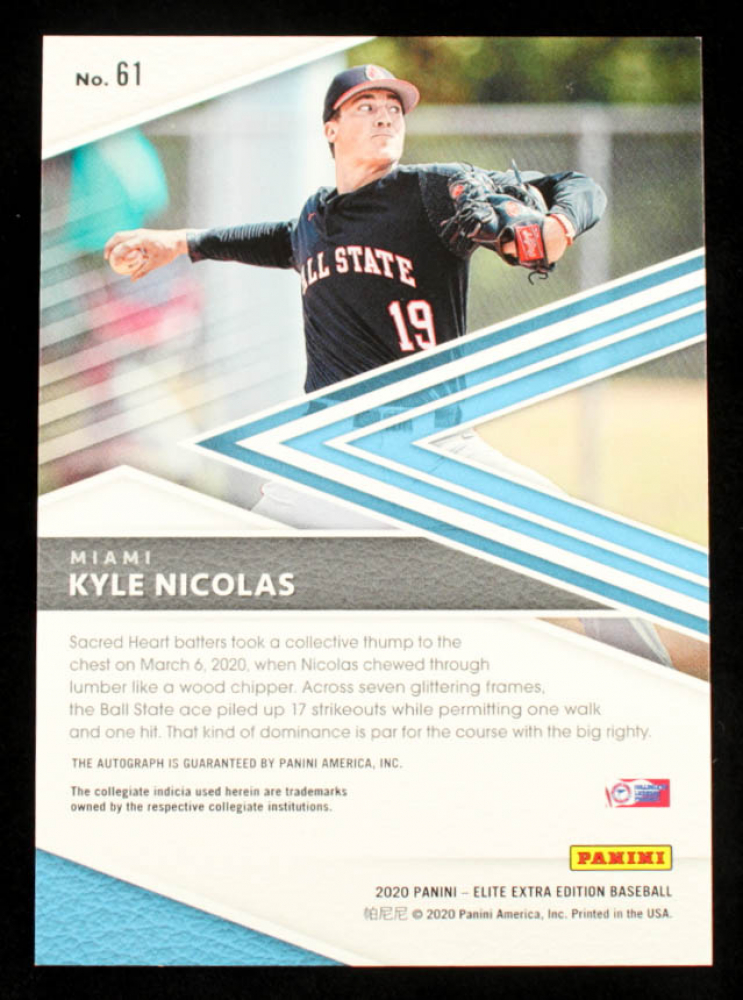 Kyle Nicolas 2020 Elite Extra Edition Signatures #61 RC | Pristine Auction