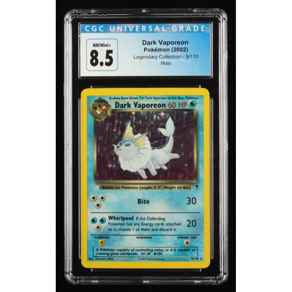 Dark Vaporeon 2002 Pokemon Legendary Collection #9 Holo (CGC 8.5 ...