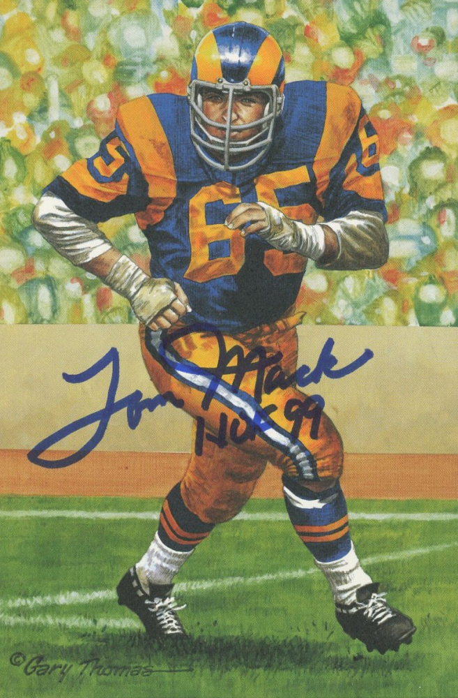 Tom Mack Signed Rams LE Hall of Fame 4x6 Postcard Inscribed "HOF 99 ...