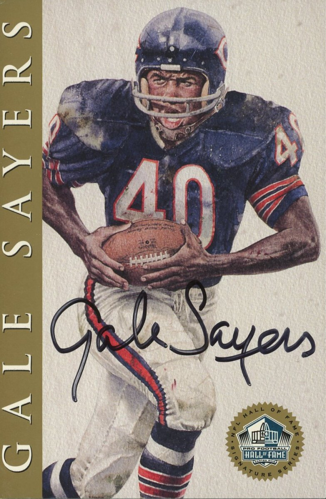 Gale Sayers Signed Hall of Fame Signature Series Football Postcard (PSA ...