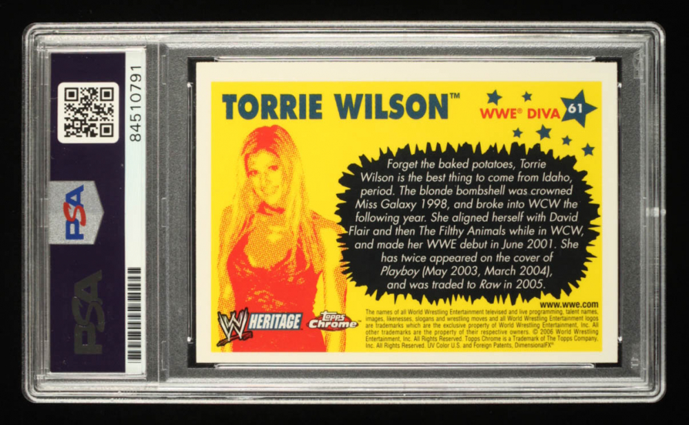Torrie Wilson Signed 2006 Topps Heritage Chrome WWE #61 DV (PSA ...