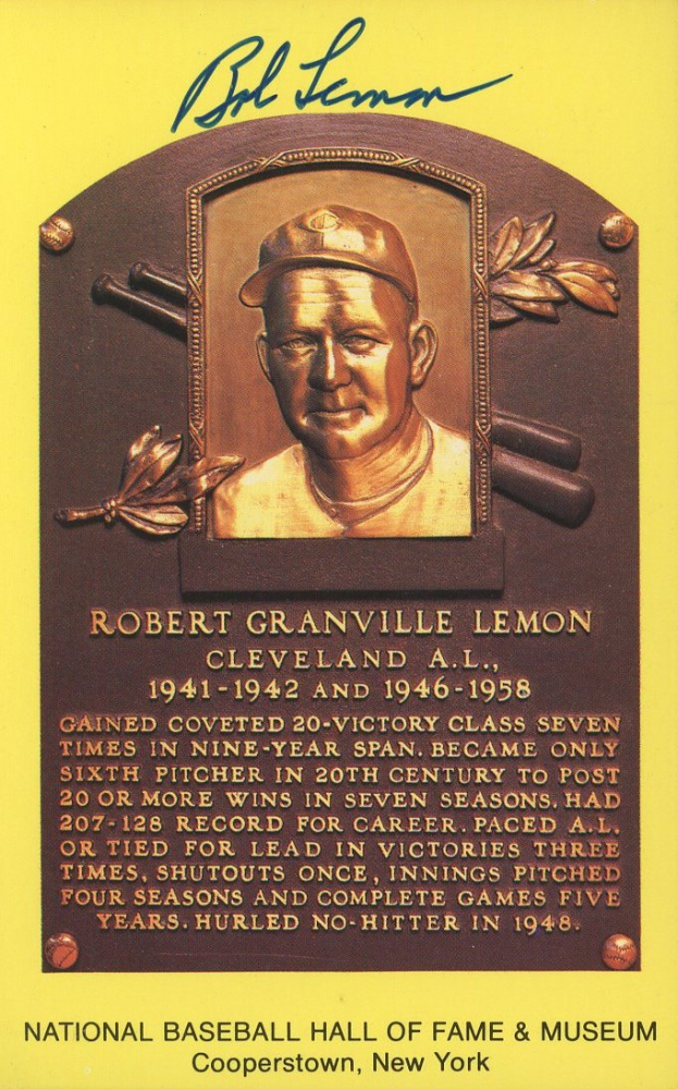 Bob Lemon Signed Hall of Fame Plaque Postcard (PSA) | Pristine Auction