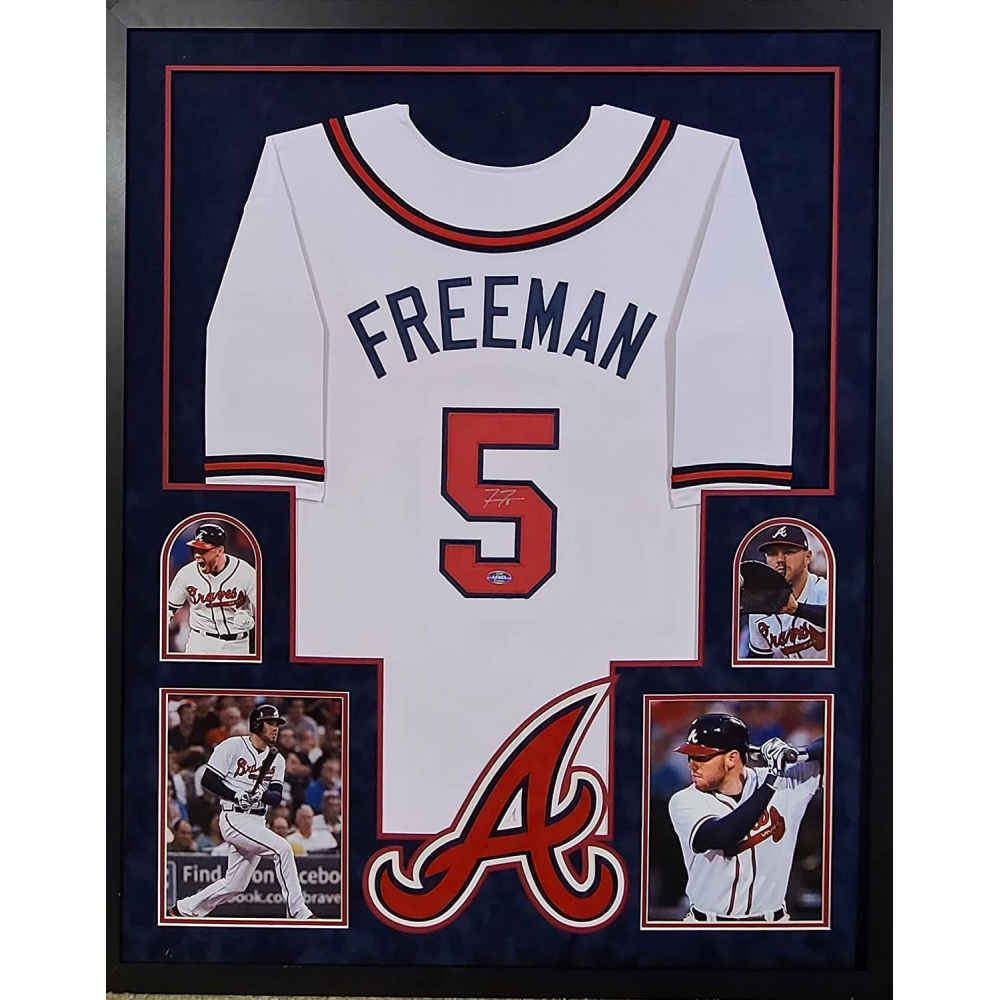 Freddie Freeman Signed Braves 32x36 Custom Framed Jersey Display (LOJO ...