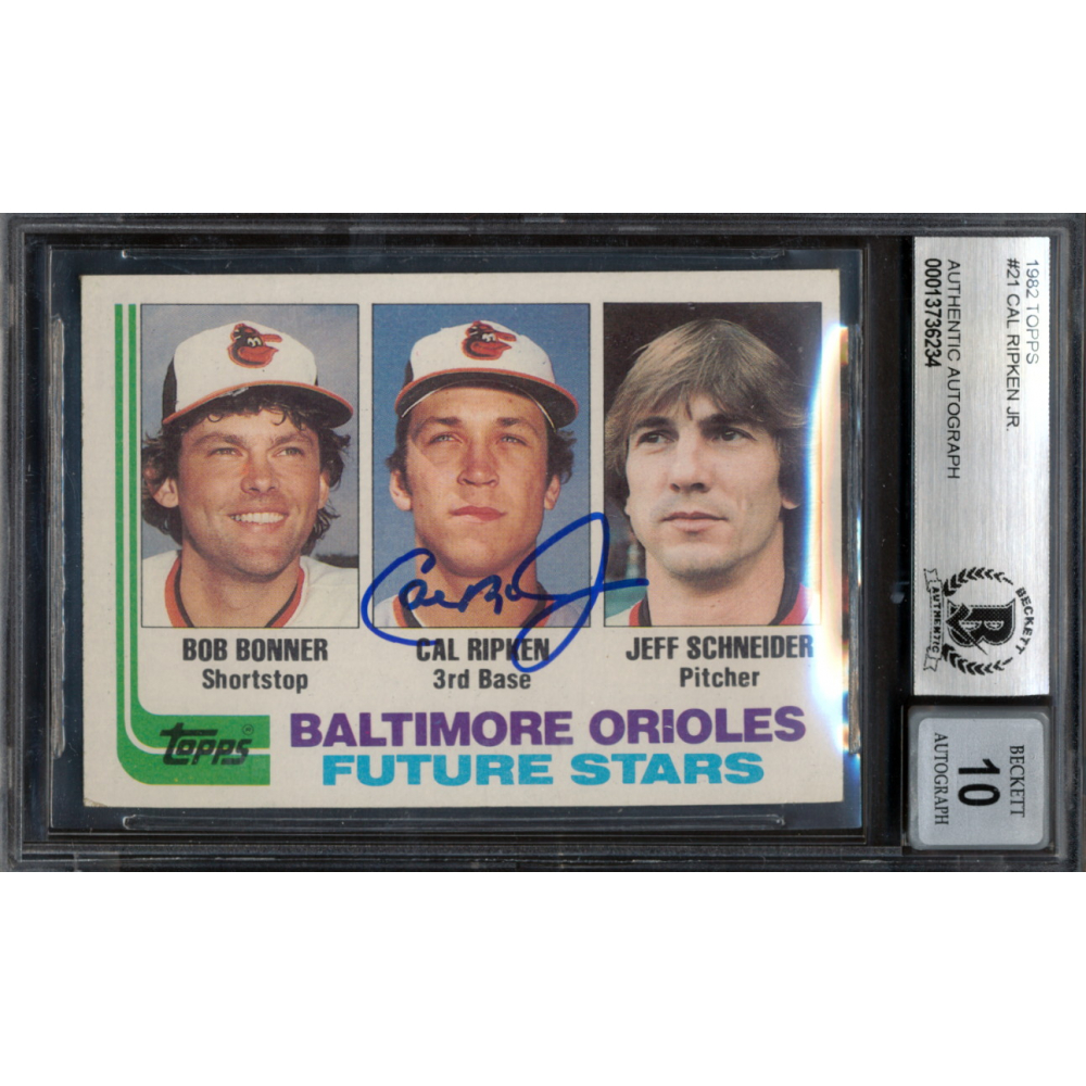 Cal Ripken Jr. Signed 1982 Topps #21 Bob Bonner Rc   Cal Ripken Rc 