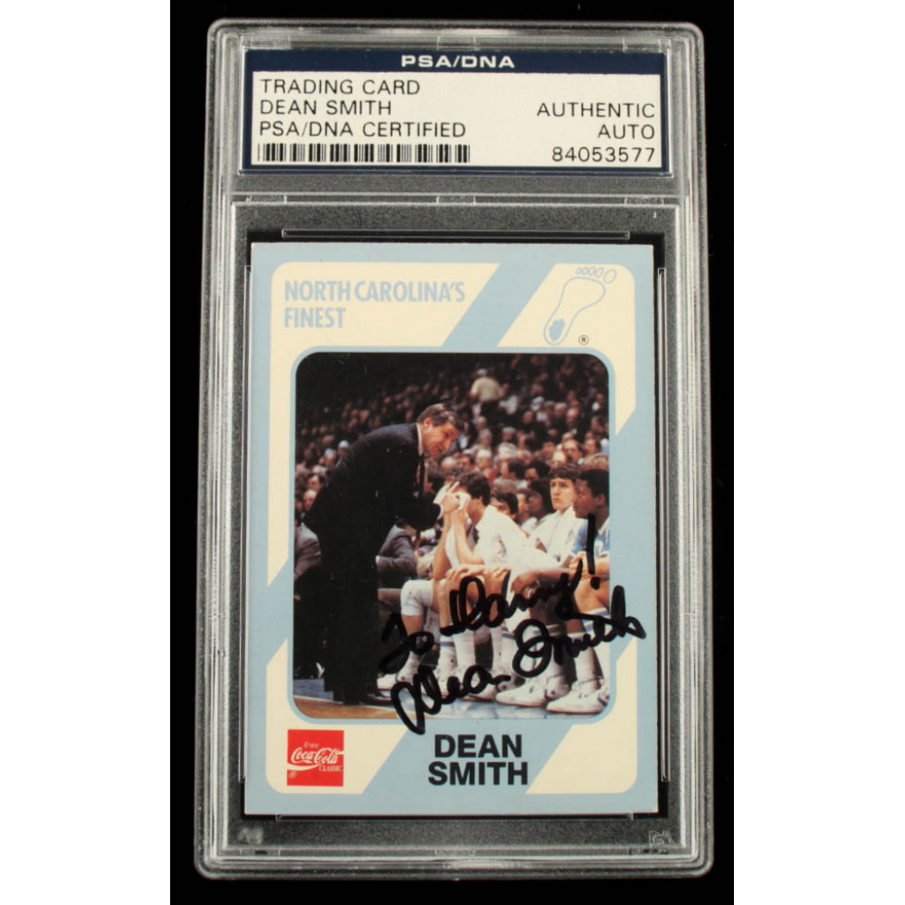Dean Smith Signed 1989-90 North Carolina Collegiate Collection #4 (PSA ...