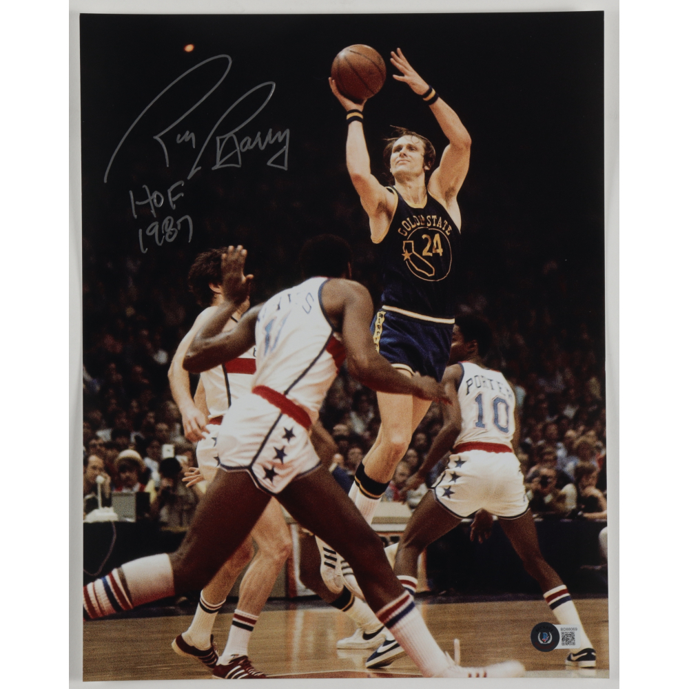 Rick Barry Signed Warriors 11x14 Photo Inscribed "HOF 1987" (Beckett ...