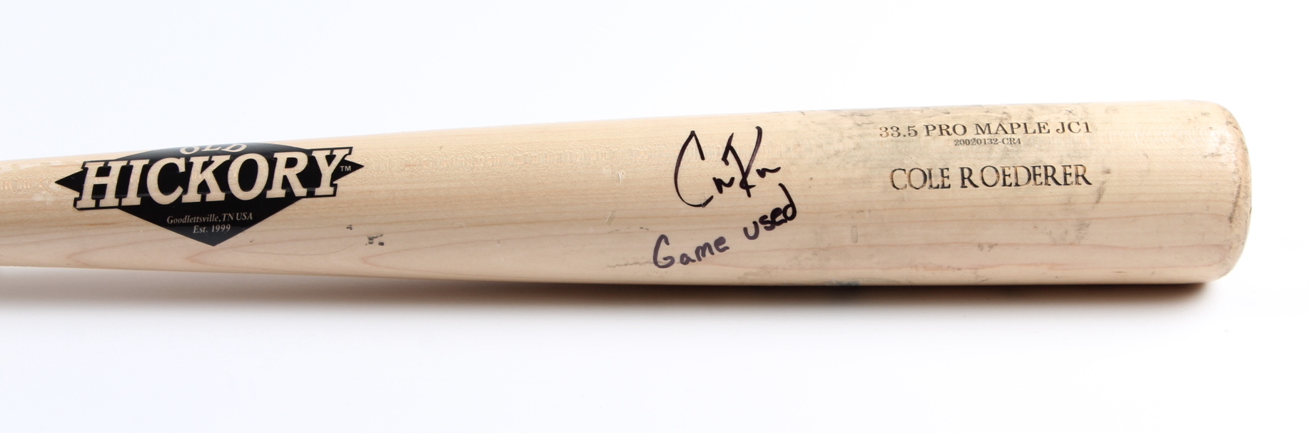 Cole Roederer Signed Game-Used Old Hickory Player Model Baseball Bat ...