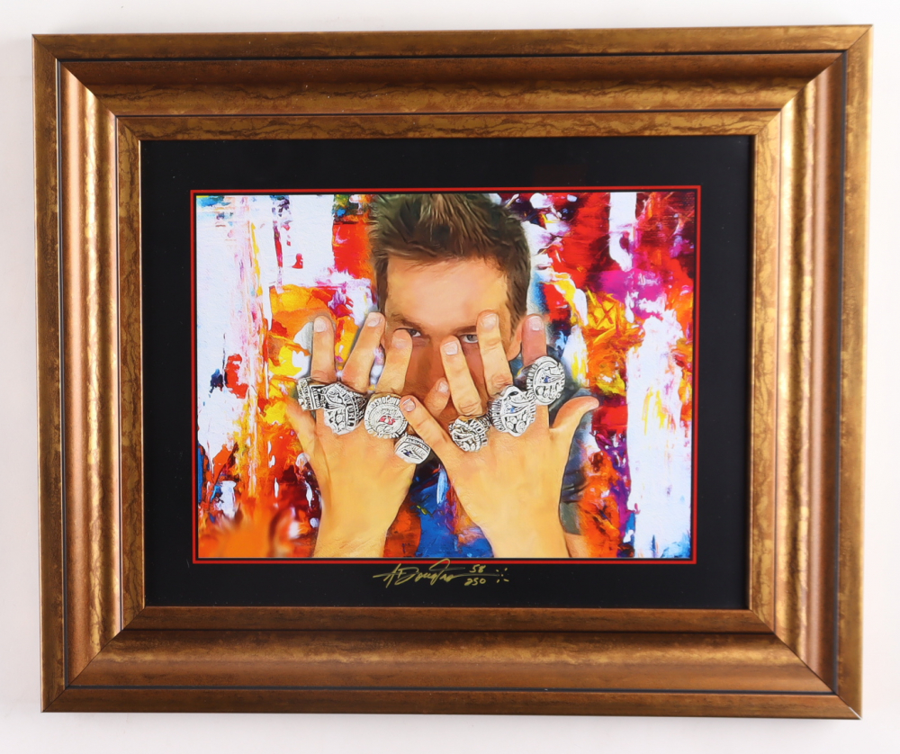 Anthony Douglas Signed LE "Tom Brady" 15x18 Custom Framed Print (PA ...