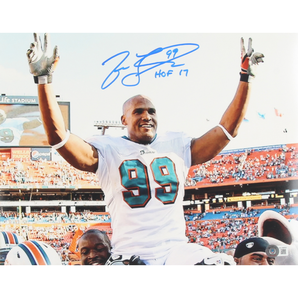 Jason Taylor Signed Dolphins 11x14 Photo Inscribed "HOF 17" (Beckett ...