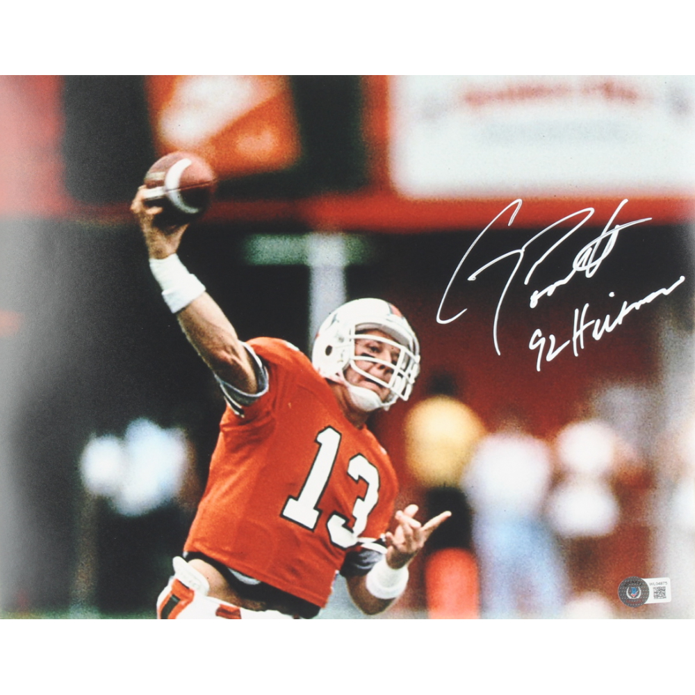 Gino Torretta Signed Miami Hurricanes 11x14 Photo Inscribed "92 Heisman ...