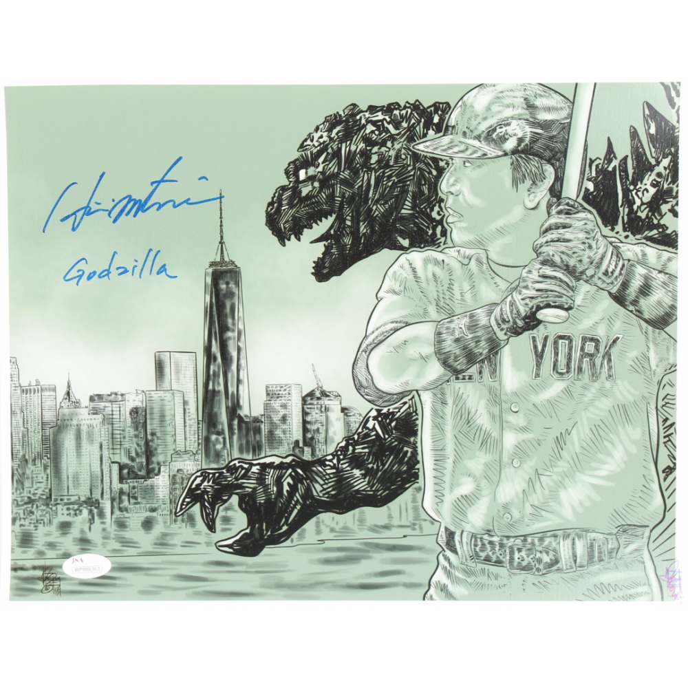 Hideki Matsui Signed Yankees Godzilla 11x14 Print Inscribed "Godzilla ...