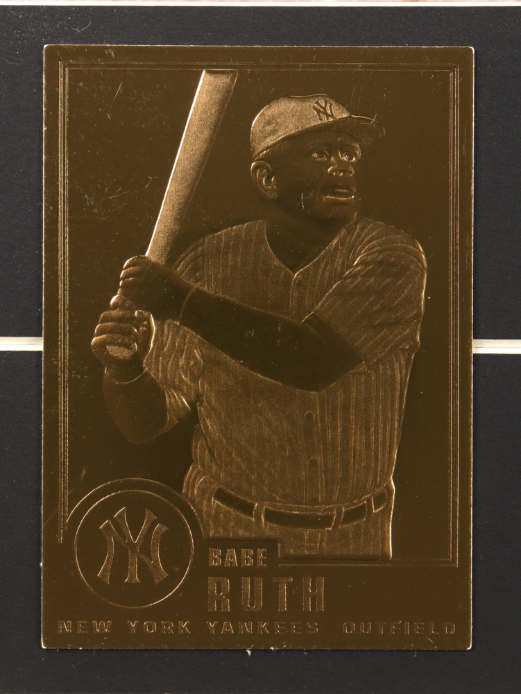 Babe Ruth & Lou Gehrig 18x18 Custom Framed Photo with Set of (2) 23KT ...