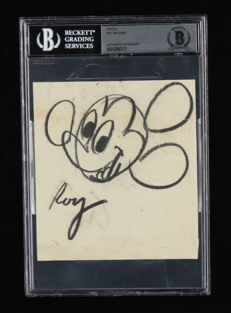Roy Williams Signed "Mickey Mouse" 5.5x6 Hand-Drawn Sketch (BGS ...