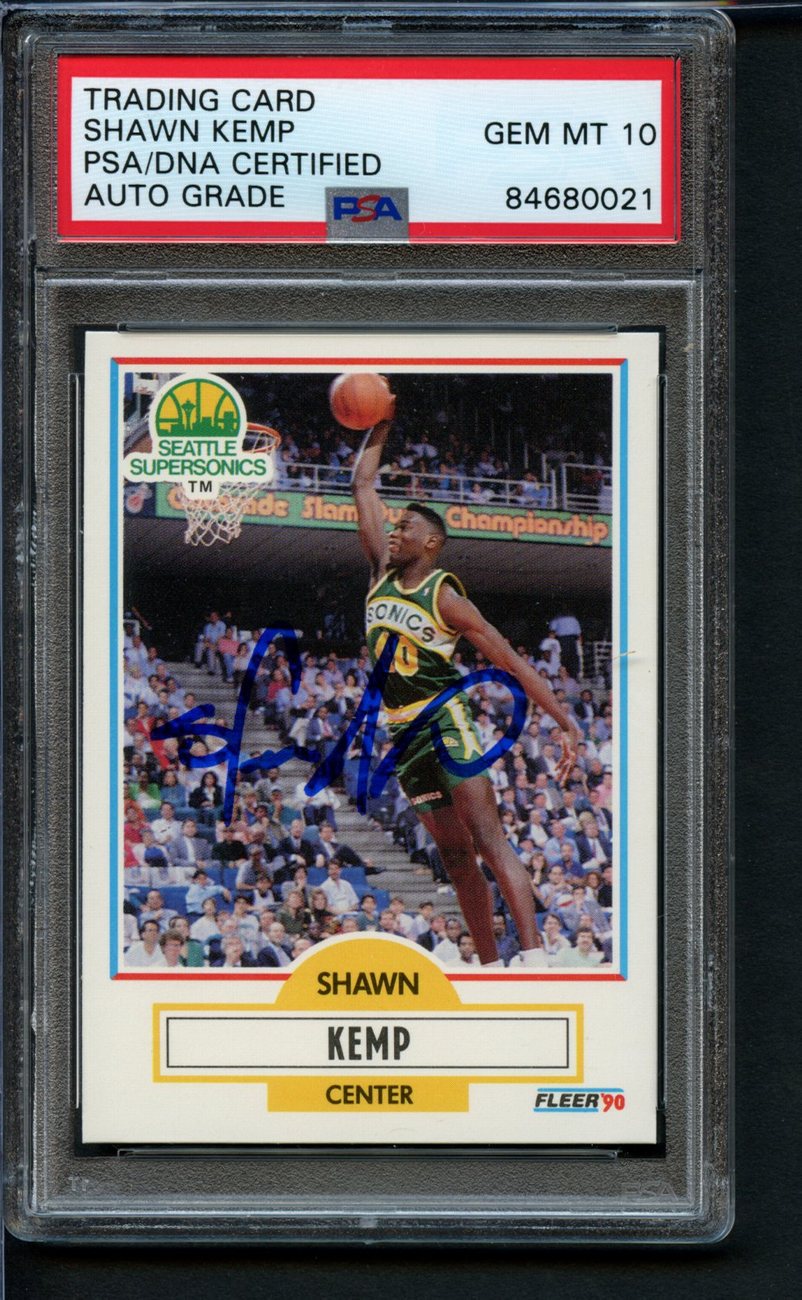 Shawn Kemp Signed 1990-91 Fleer #178 RC (PSA | Autograph Graded 10 ...