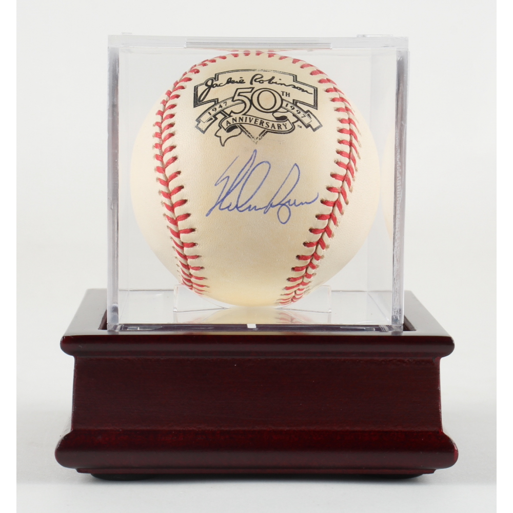 Nolan Ryan Signed ONL Commemorative Jackie Robinson 50th Anniversary Baseball with Display Case ...