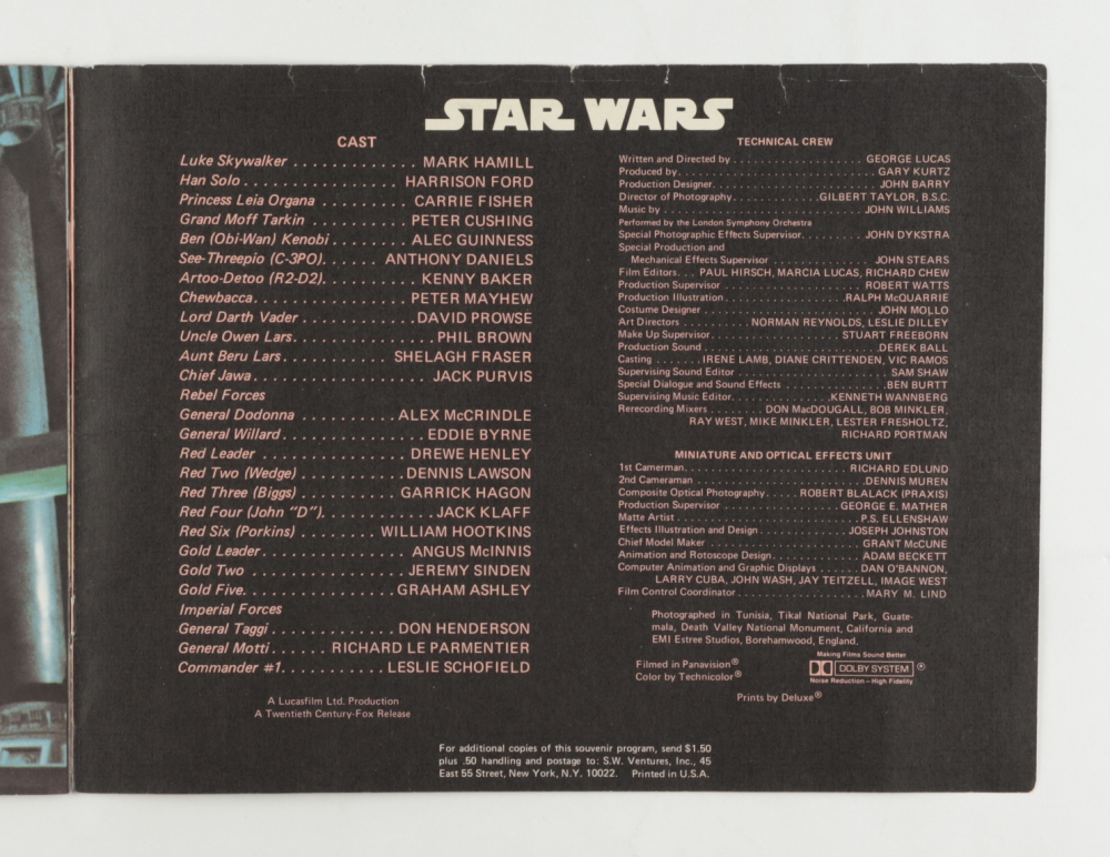 1977 Original "Star Wars" Original Movie Release Program | Pristine Auction