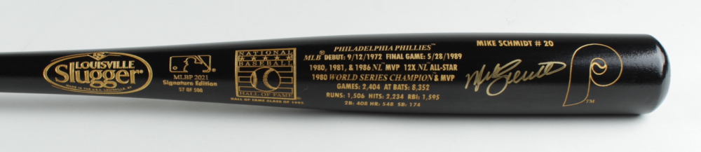 Mike Schmidt Signed LE Louisville Slugger Hall of Fame Player Model ...