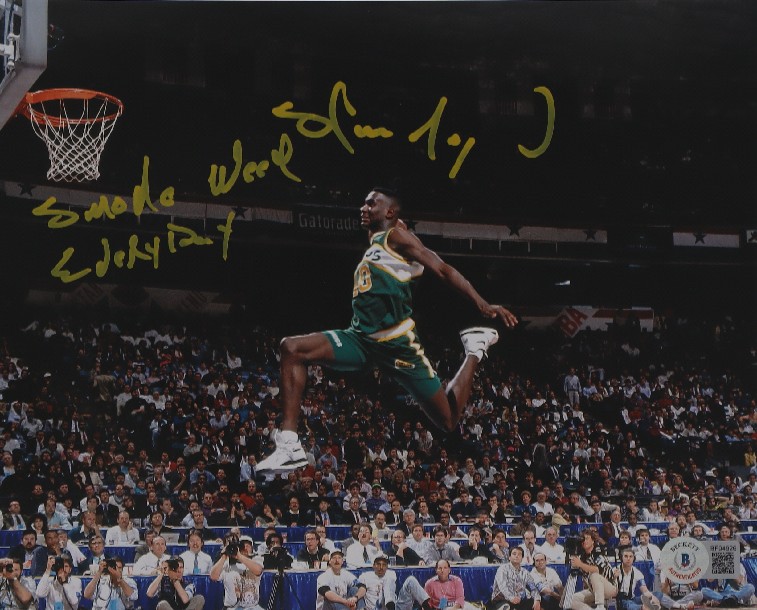 Shawn Kemp Signed SuperSonics 8x10 Photo Inscribed "Smoke Weed Everyday ...