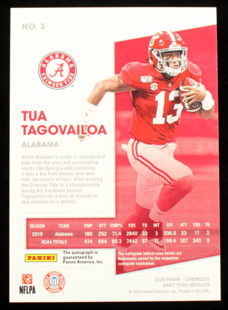 Tua Tagovailoa 2020 Absolute Rookie Signatures Spectrum Gold #3 #10/10 ...
