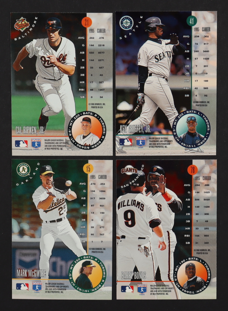 1996 Leaf Baseball Complete Set of (220) Cards with Cal Ripken #21, Ken ...