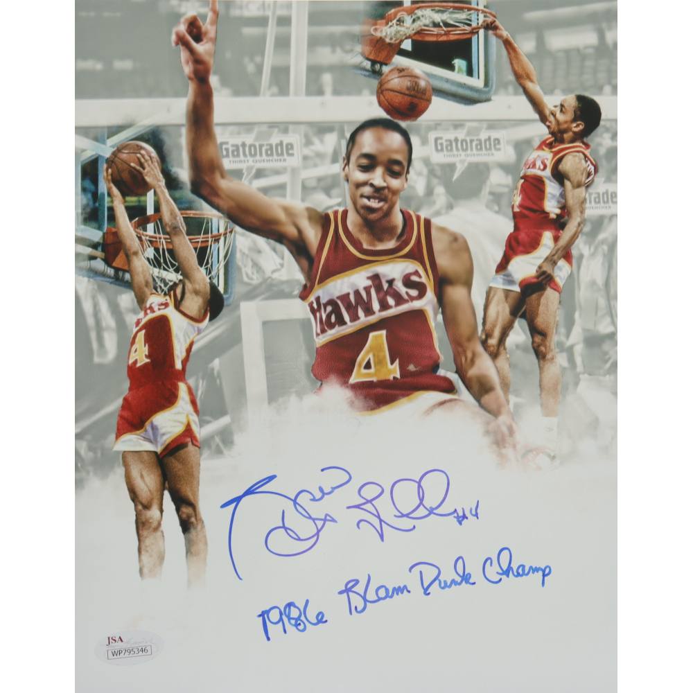 Spud Webb Signed Hawks 8x10 Photo Inscribed "1986 Slam Dunk Champ" (JSA ...