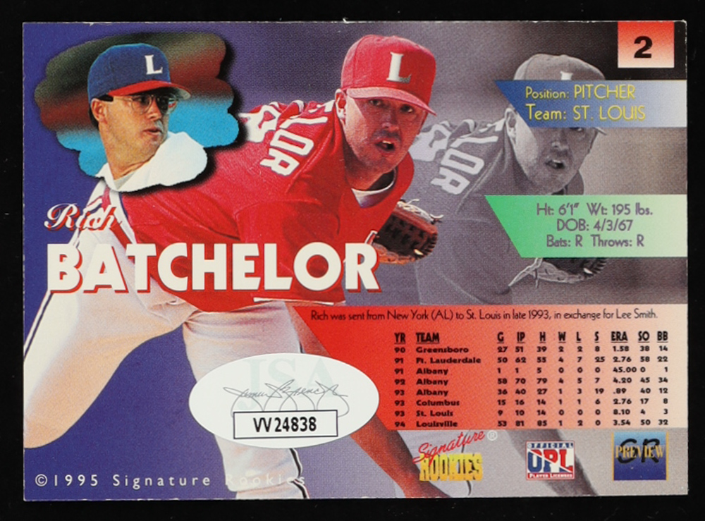 Rich Batchelor 1995 Signature Rookies Previews Signatures #2 #409/6000 ...