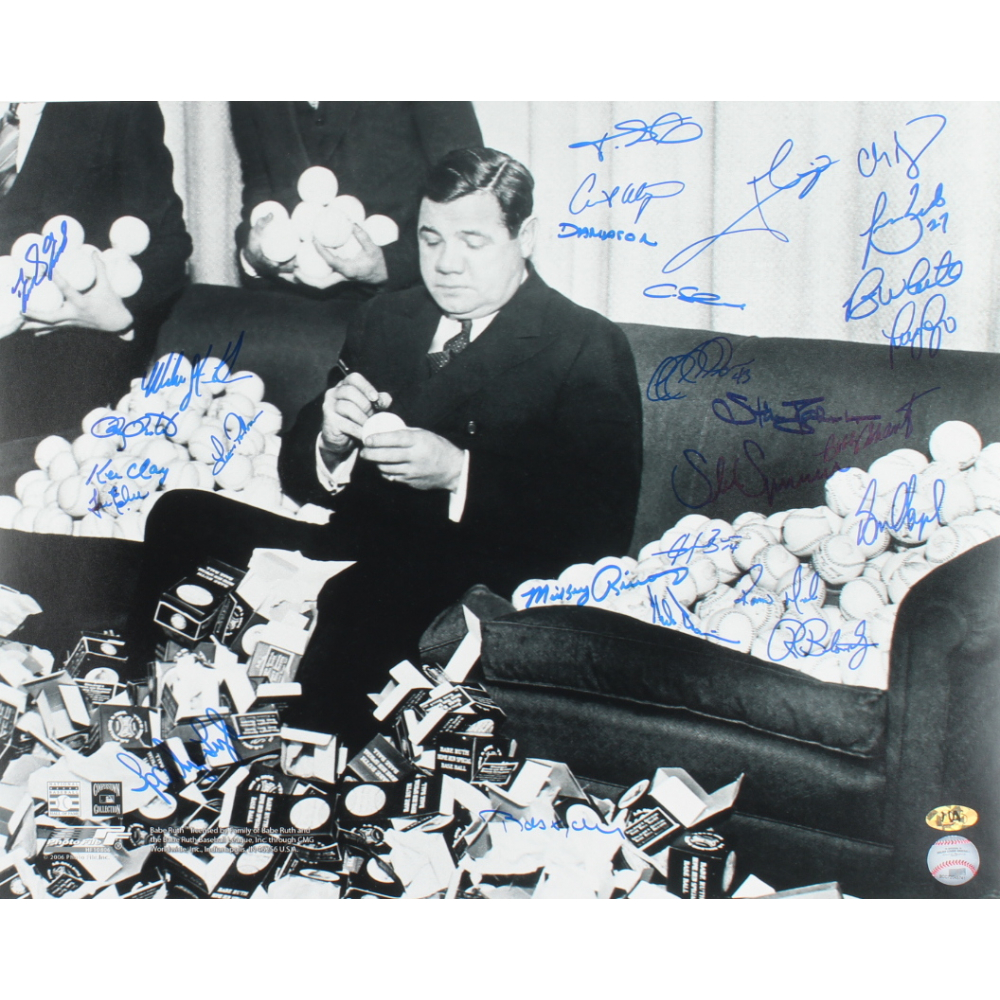 Yankees "Babe Ruth" 16x20 Photo Signed by (26) with Mickey Rivers, Todd ...