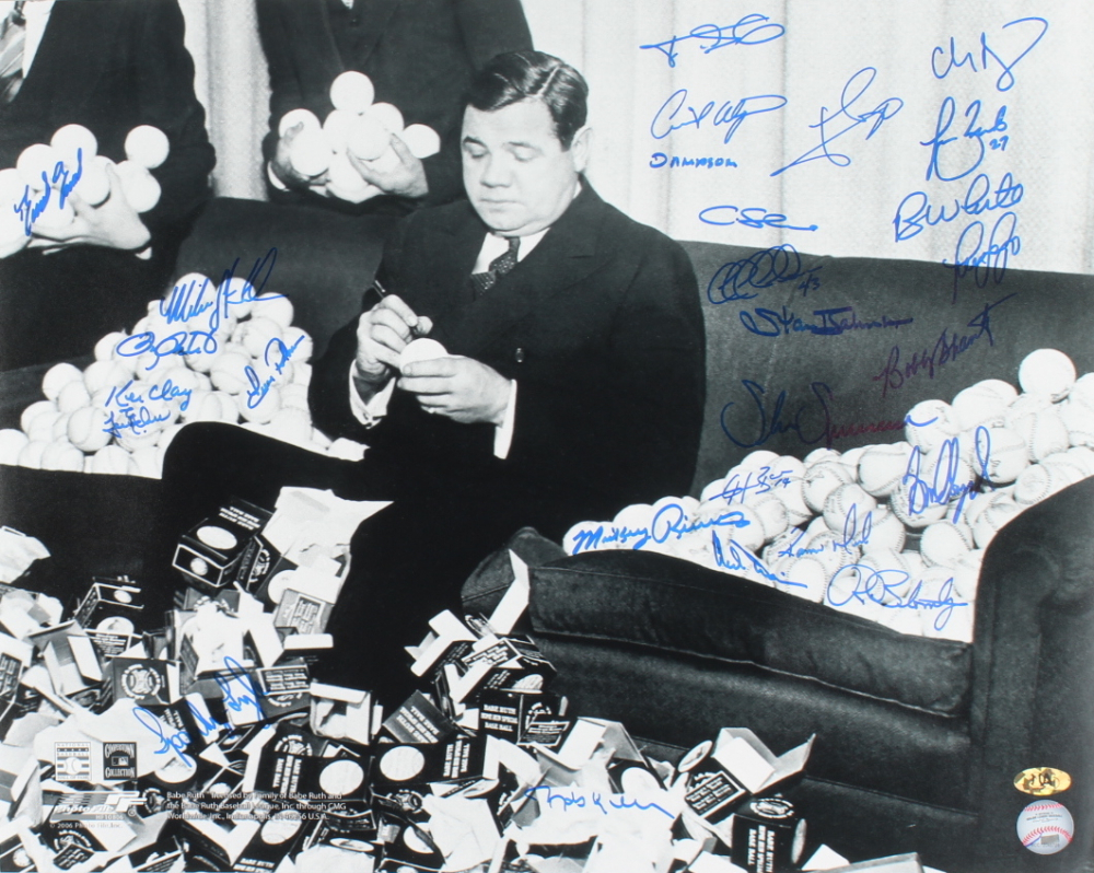 Yankees "Babe Ruth" 16x20 Photo Signed by (26) with Mickey Rivers, Todd ...