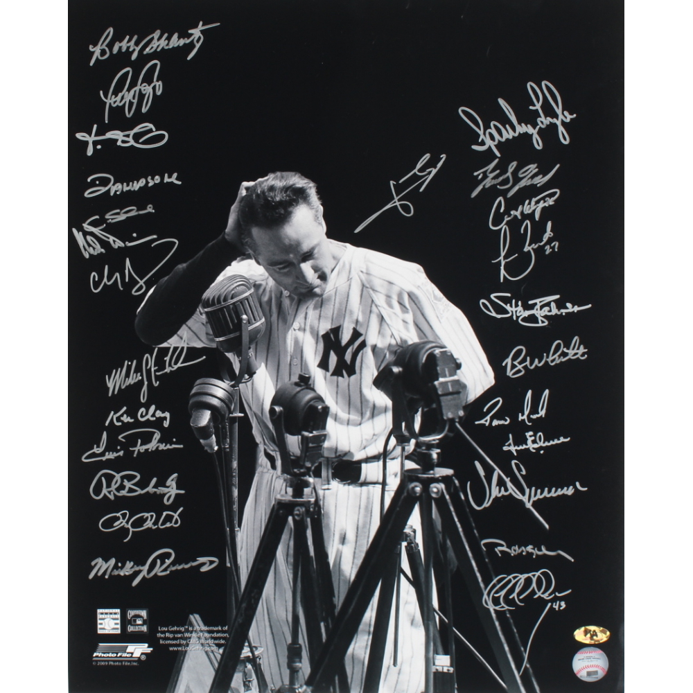 Yankees "Lou Gehrig" 16x20 Photo Signed by (25) with Jeff Nelson, Todd ...