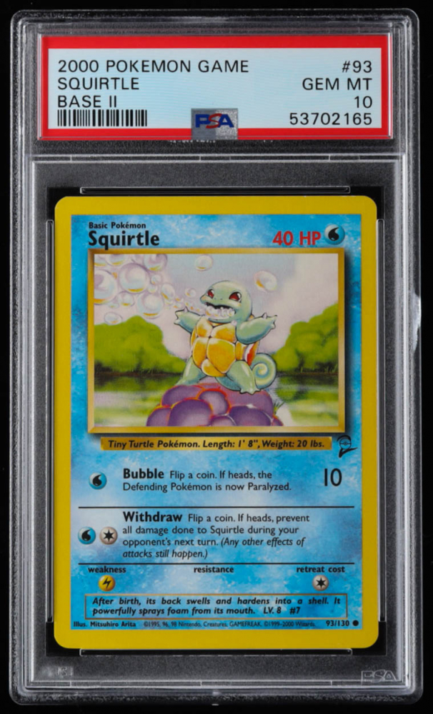 Squirtle 2000 Pokemon Base 2 Unlimited #93 (PSA 10) | Pristine Auction