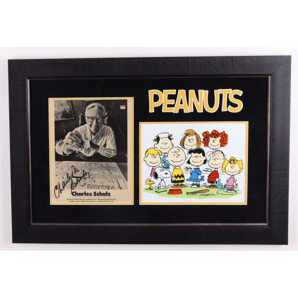 Charles Shultz Signed "Peanuts" 18x26 Custom Framed Magazine Page ...