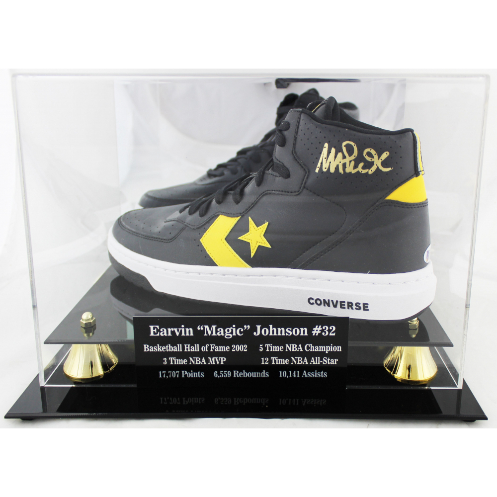 Magic Johnson Signed Converse Basketball Shoe with High Quality Display ...