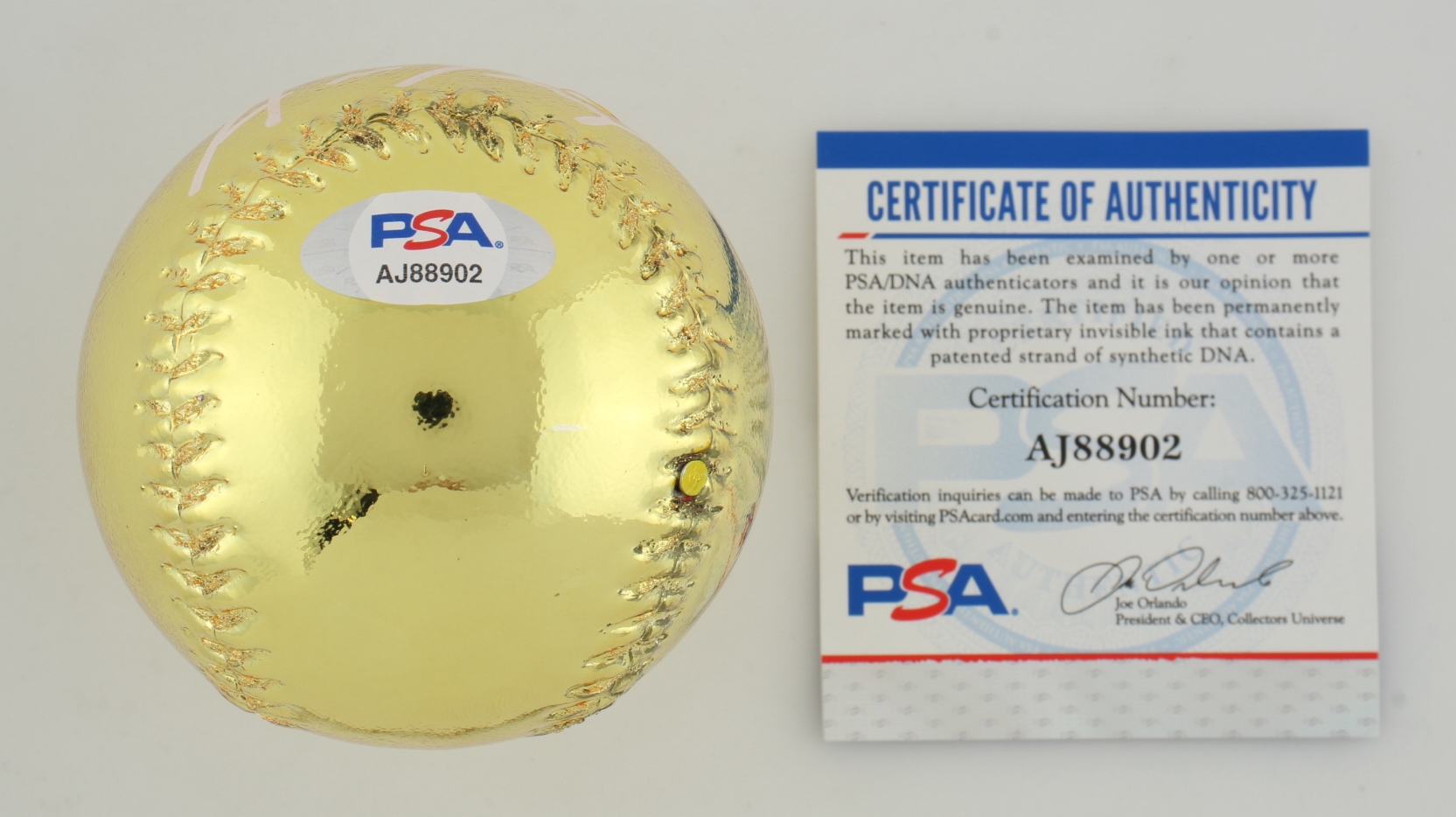 Austin Riley Signed Gold 2021 World Series Logo Baseball (PSA ...