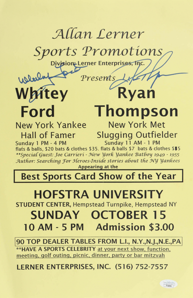 Whitey Ford & Ryan Thompson Signed 11x17 Print (JSA) | Pristine Auction