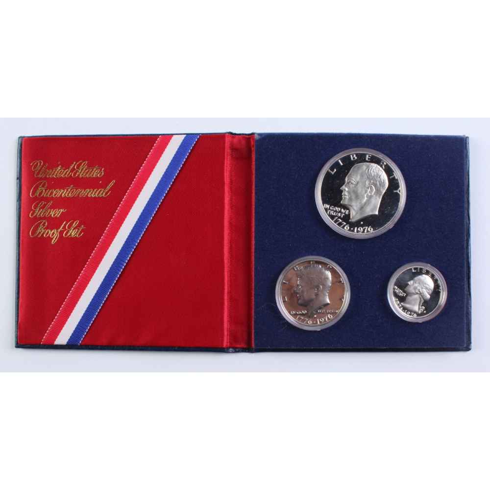 1976-S U.S. Bicentennial Silver Proof Coin Set with (3) Coins ...
