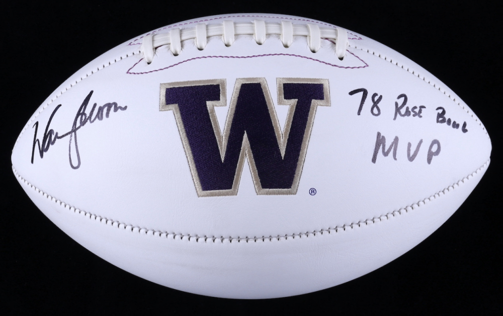 Warren Moon Signed Washington Huskies Logo Football Inscribed "78 Rose ...