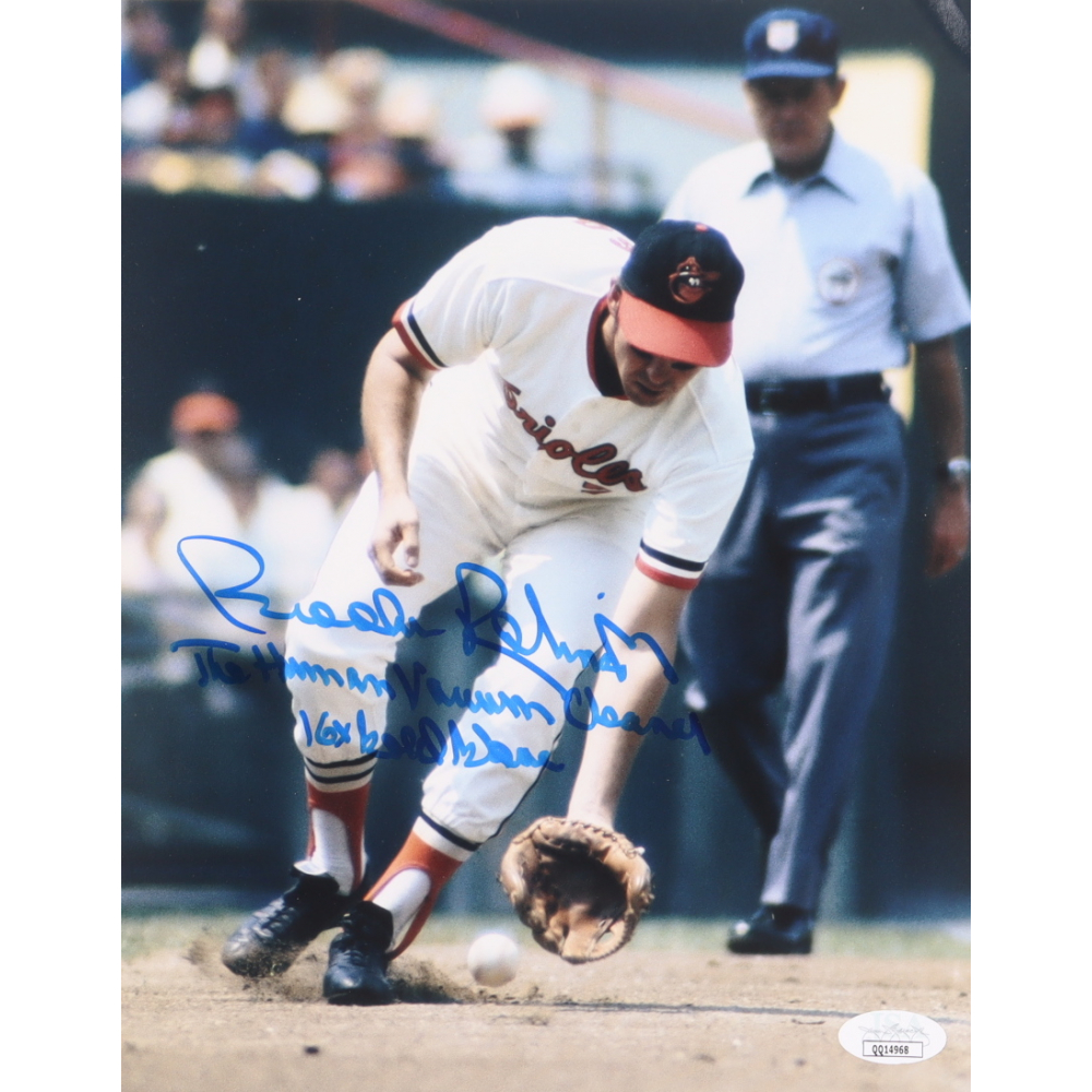 Brooks Robinson Signed Orioles 8x10 Photo Inscribed "The Human Vacuum ...
