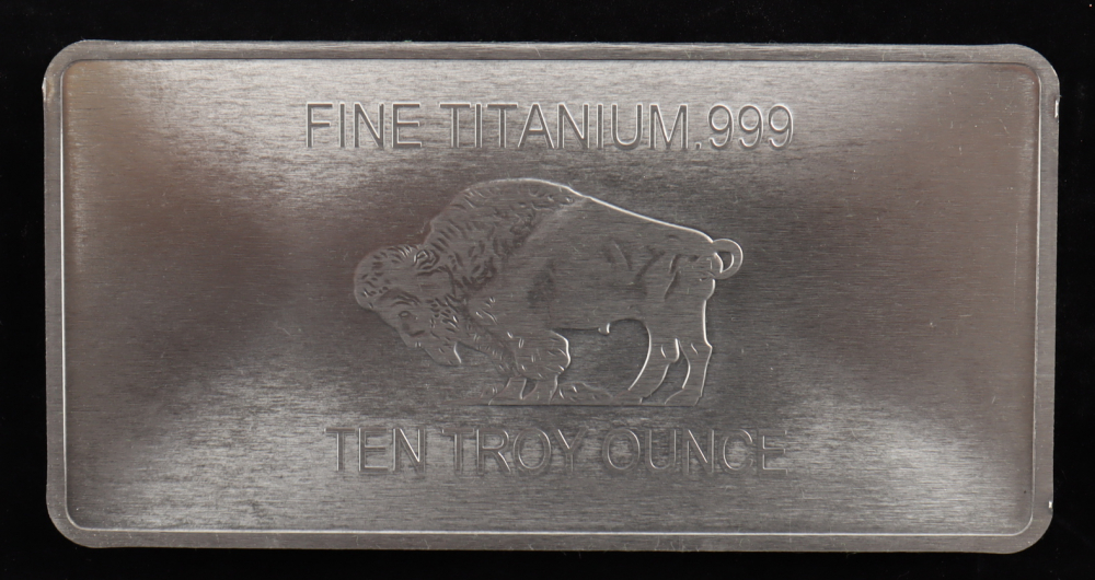 Ten Troy Ounce "Buffalo" .999 Fine Titanium Bullion Bar | Pristine Auction