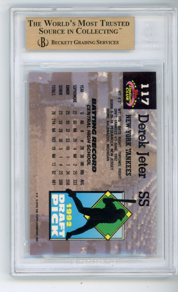 Derek Jeter 1993 Stadium Club Murphy #117 RC (BGS 9.5) | Pristine Auction