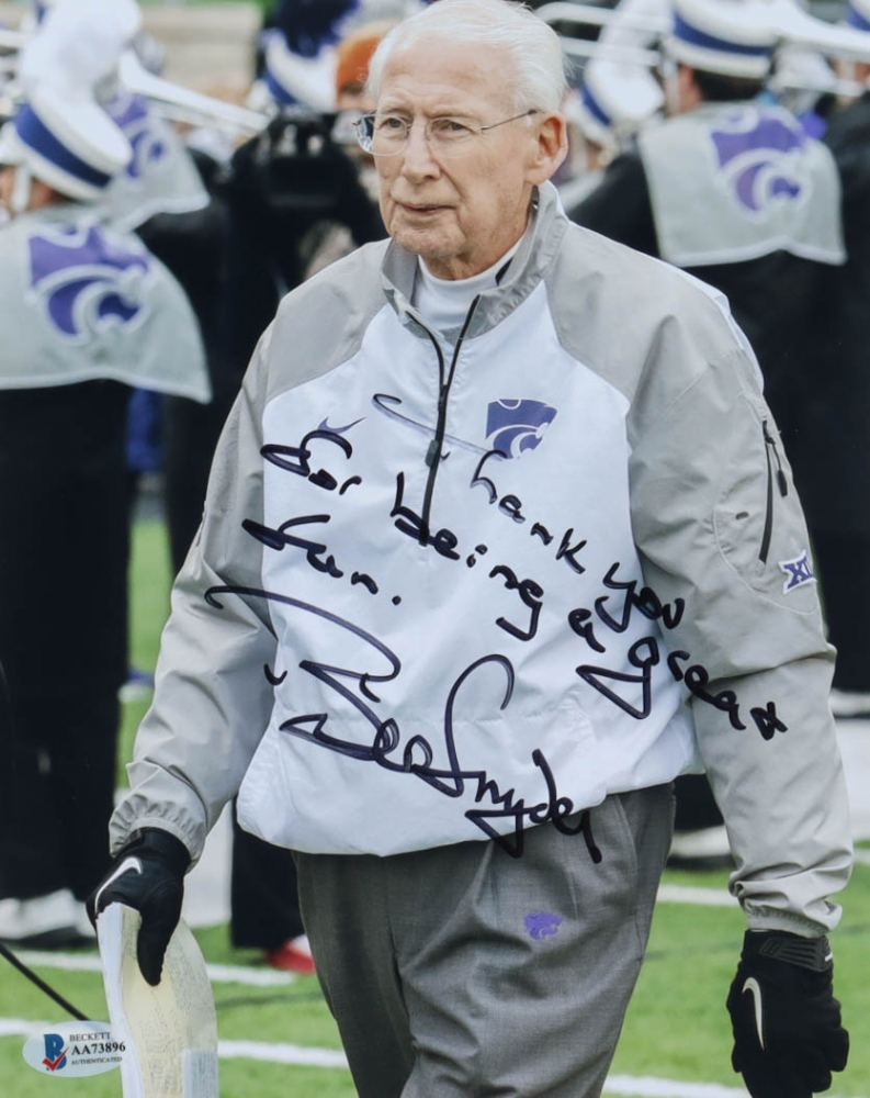 Bill Snyder Signed Kansas State Wildcats 8x10 Photo Inscribed "Thank ...